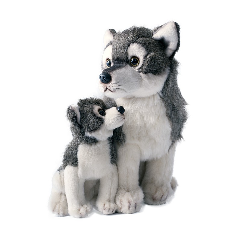 Plyšový vlk s mládětem - sedící - 27 cm - Rappa - NAAU CZ